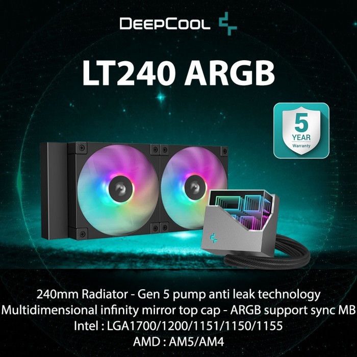 Jual Deepcool LT240 ARGB 240mm High-Performance AIO CPU Cooler | Shopee ...