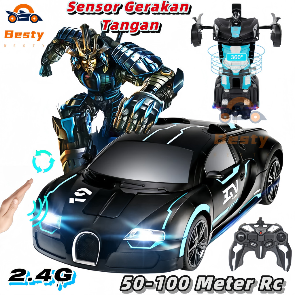 Jual Besty 2.4G Rc Mobil Remote Transformable Robot 1:14 Sport Car ...