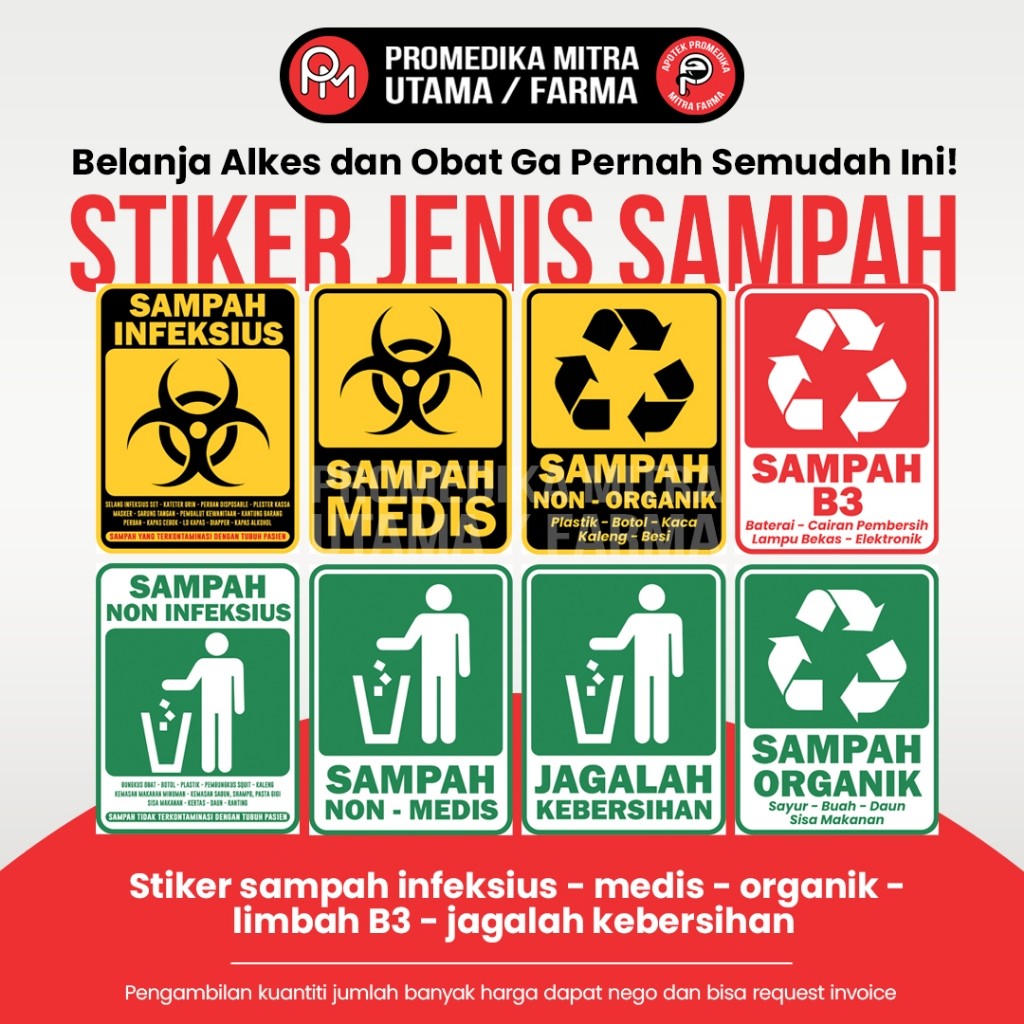 Jual Stiker jenis sampah infeksius - medis - organik - limbah B3 ...
