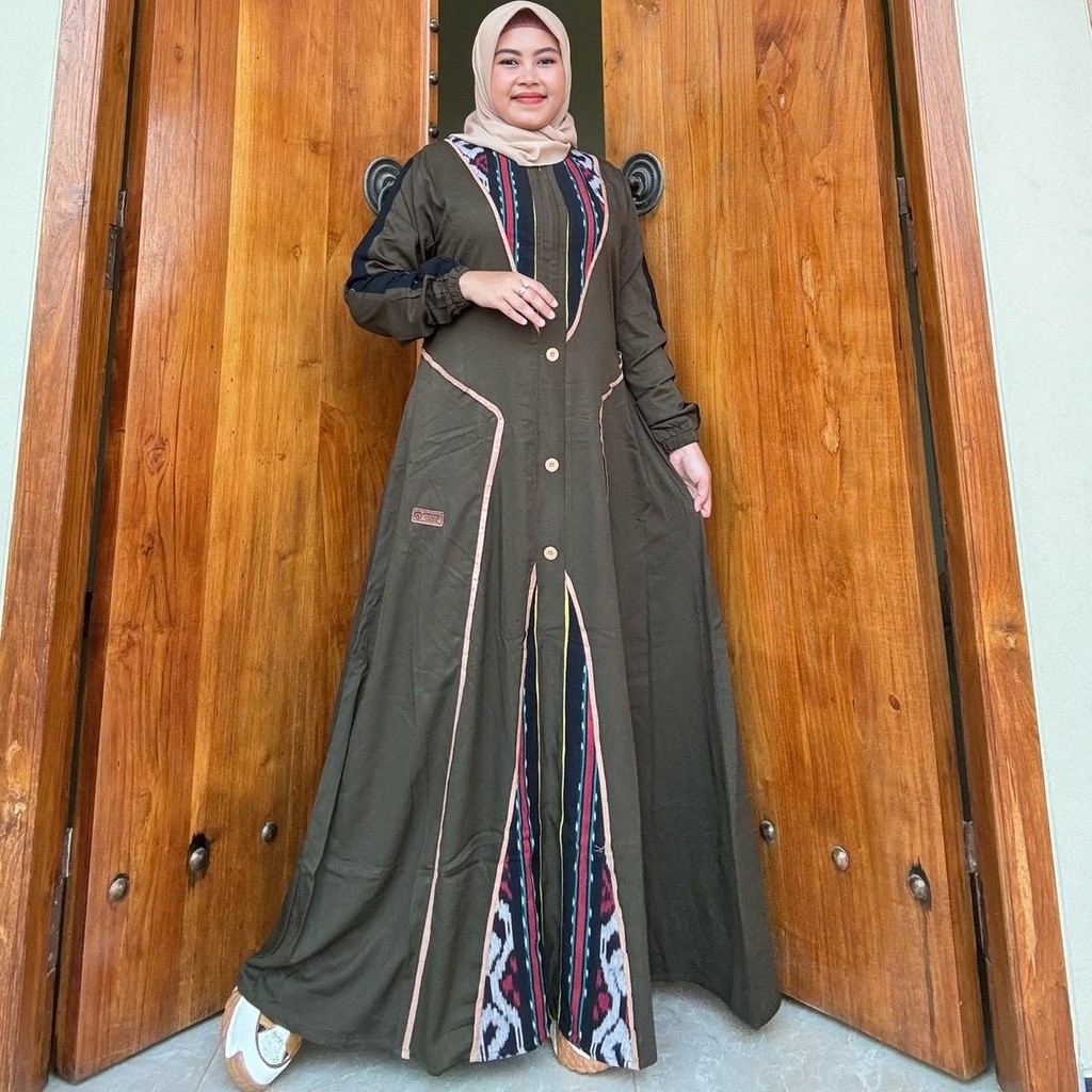 Jual Gamis Amanda Monica Rayon Twill Premium Mix Kain Tenun Troso Motif ...