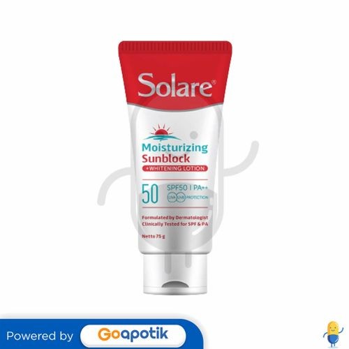 Jual Solare Spf 50 Moisturizing Sunblock + Whitening Lotion Tube 75 ...