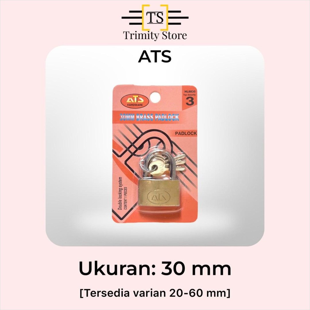 Jual ATS Gembok Full Kuningan Leher Pendek Ukuran 30 mm | Shopee Indonesia