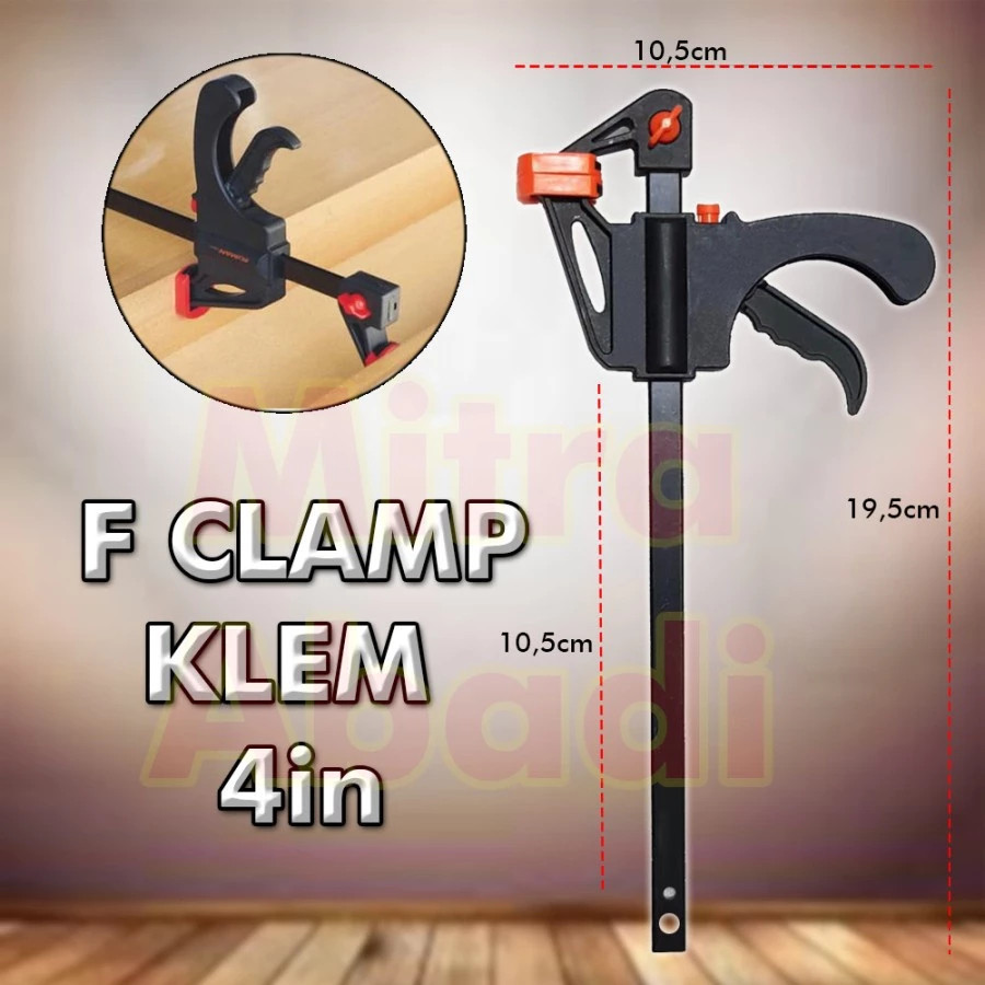 Jual F Clamp 4 inch - Klem F Alat Penjepit Kayu Model F with Quick ...