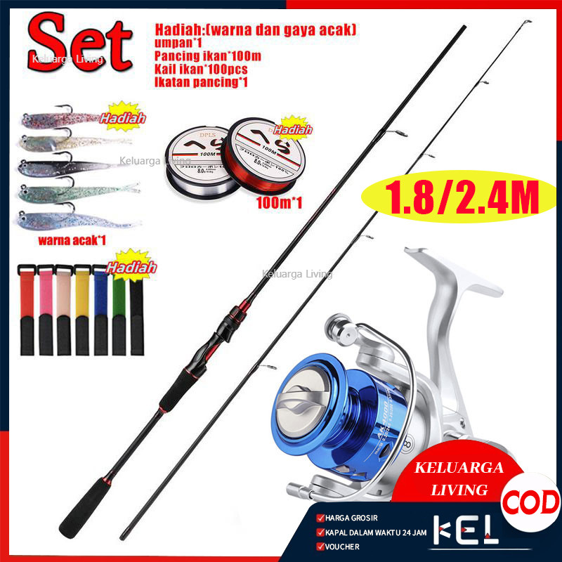 Jual 【# Beli 1 Dapat 6 #】Joran Pancing Set 1.6M/1.8M/2.1M/2.4M Joran Pancing Set Dengan Bahan ...