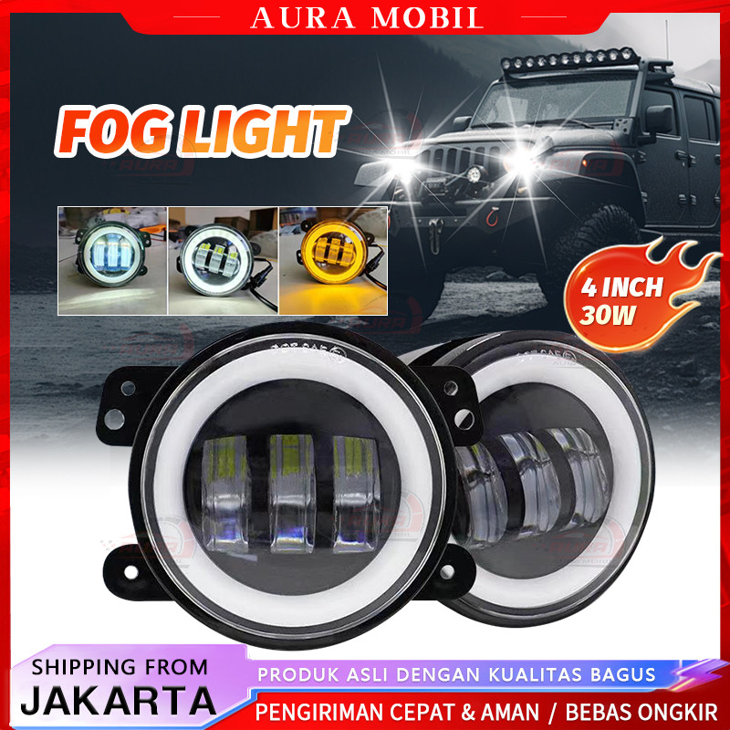 Jual 2pcs Lampu Daymaker Foglamp 4 Inch 30 Watt Fog Lamp Angel Aye ...