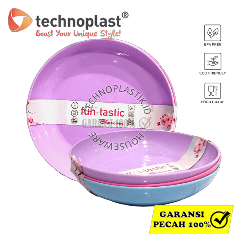 Jual TECHNOPLAST Funtastic Dinner Plate Set Of 3Pcs/Piring Makan Dalam ...