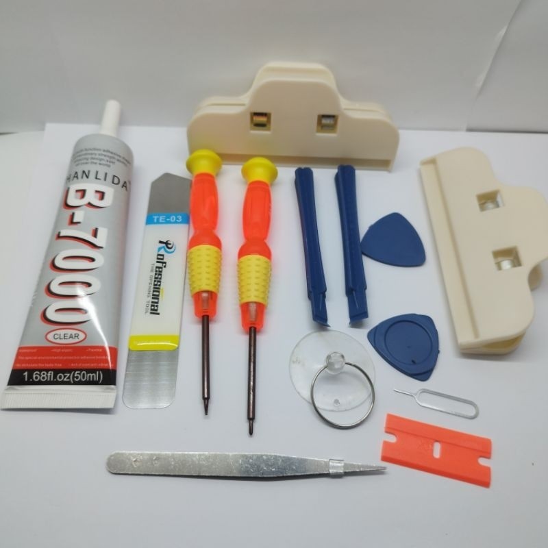 Jual OBENG 1 SET / 1 PAKET SERVICE HP REPARASI 10 in 1 + LEM B7000 15/50 ML BENING & T7000 15 ...