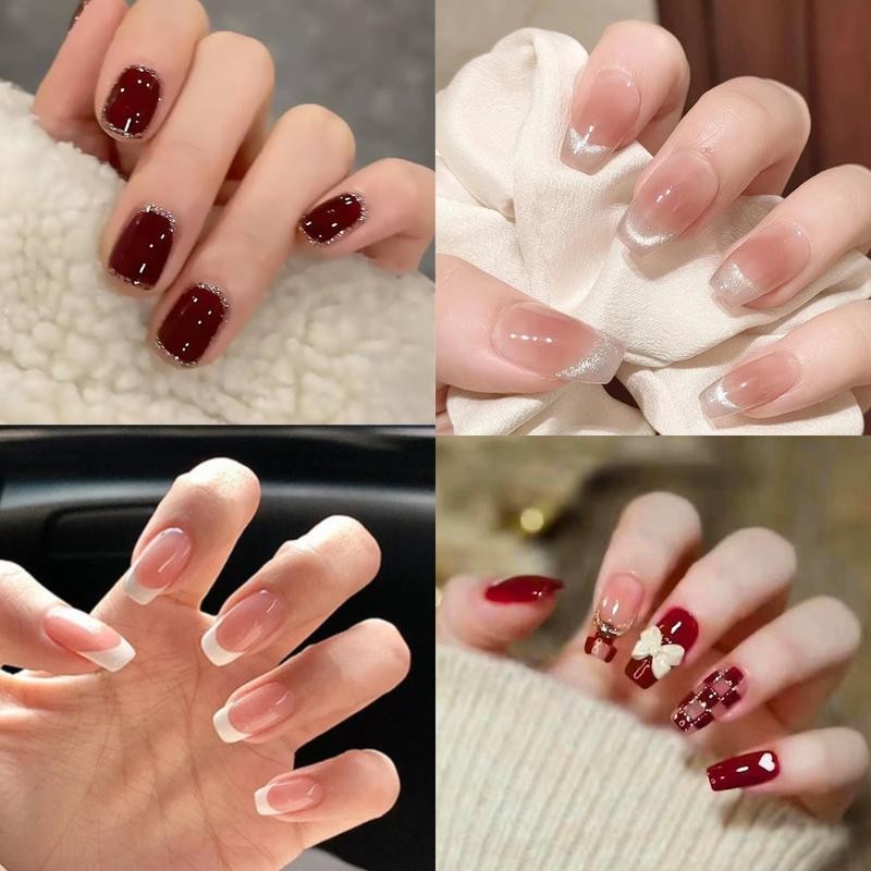 Jual Kuku Palsu nail art aesthetic dan lem wisuda tangan pewarna Nails Grooming Manicure Set ...