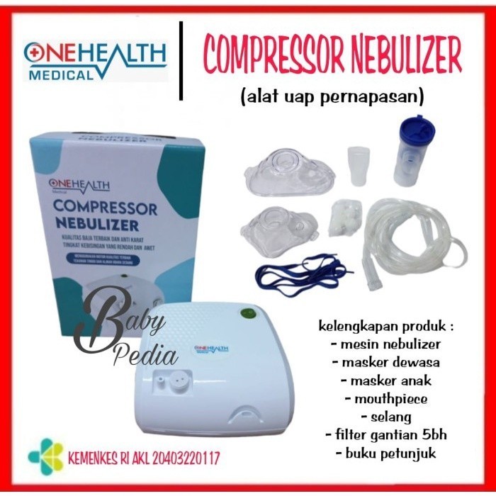Jual ONEHEALTH COMPRESSOR NEBULIZER ALAT TERAPI UAP PERNAPASAN NEBULISER | Shopee Indonesia