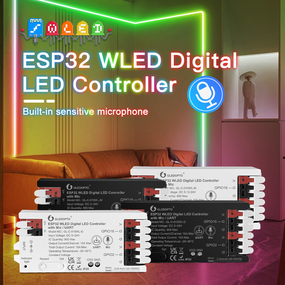 Jual GLEDOPTO WLED LED Strip Controller ESP8266 ESP32 Mic RGB IC ...