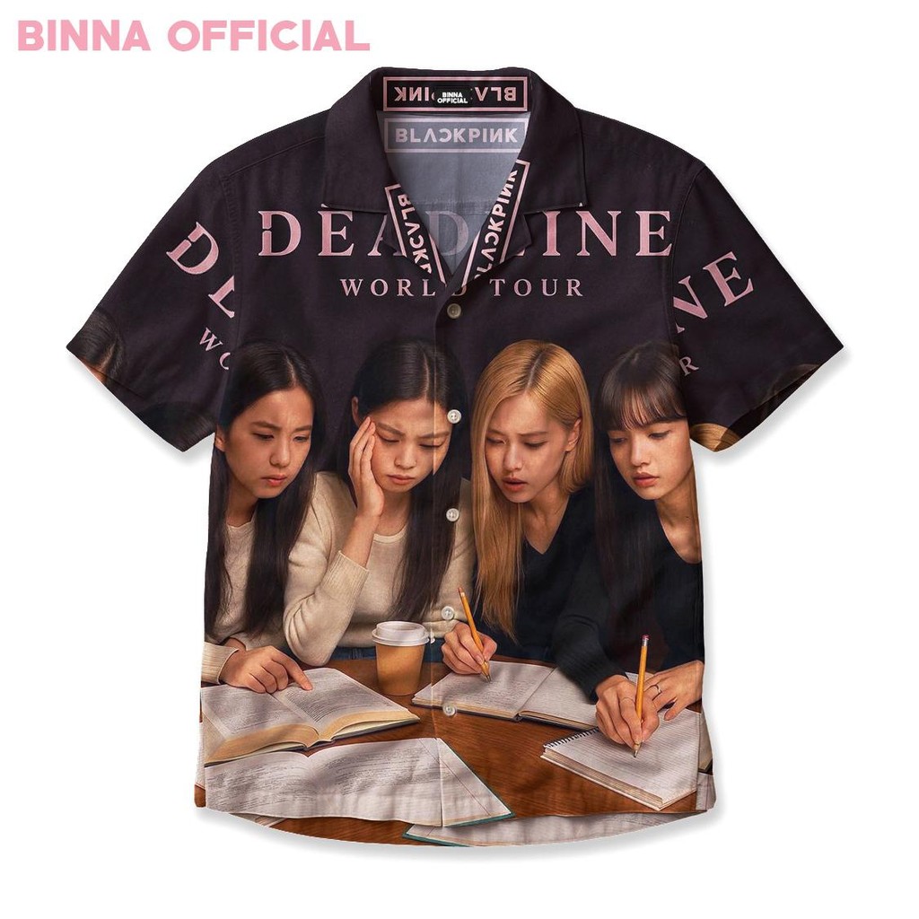Jual BINNA Kemeja DEADLINE BLACKPINK Study Mode – Baju Fullprint Kocak ...