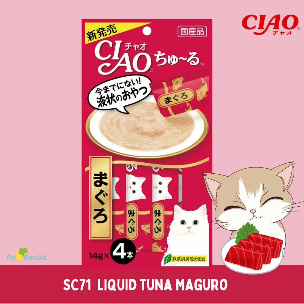 Jual CIAO SC71 Snack Kucing LIQUID Tuna Maguro 14gr x 4pcs | Shopee ...