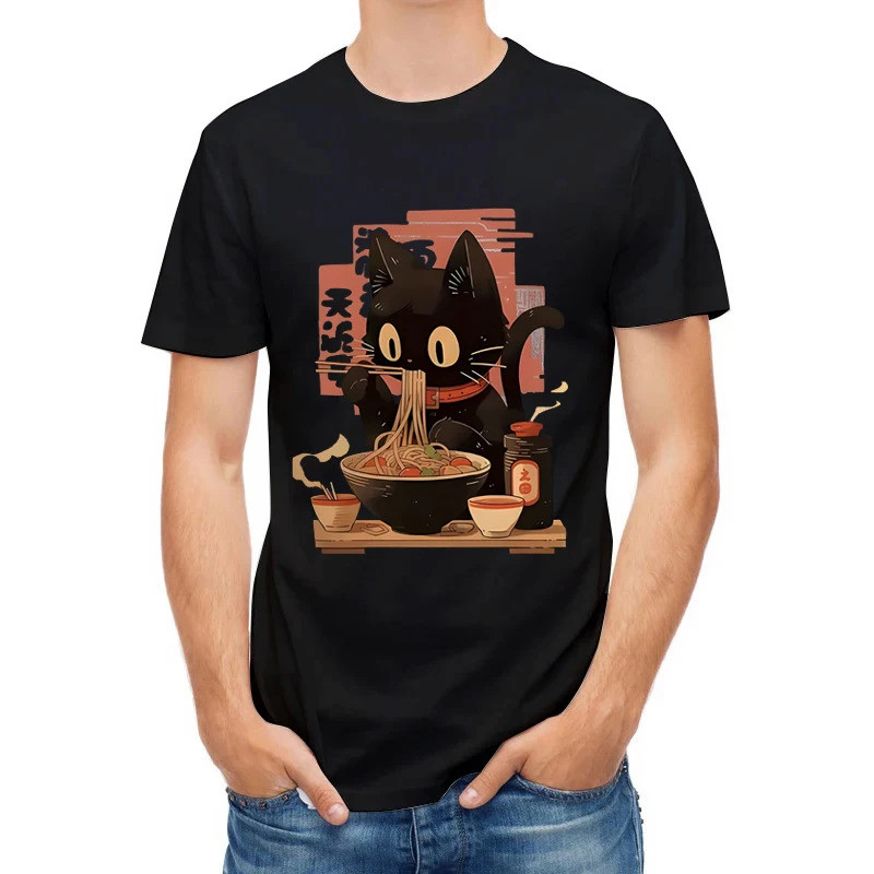 Jual Kemeja Grafis Kucing Ramen Kawaii untuk Wanita Pria Pakaian Anime ...