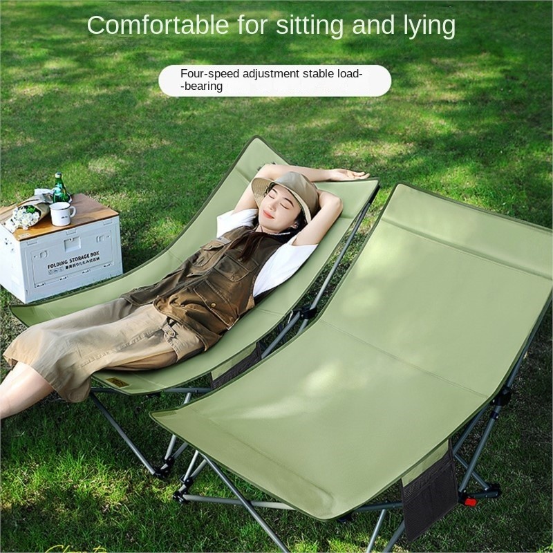 Jual Outdoor Lounge Chair Camping Beach Folding Chair Nap Tool Dual-use ...