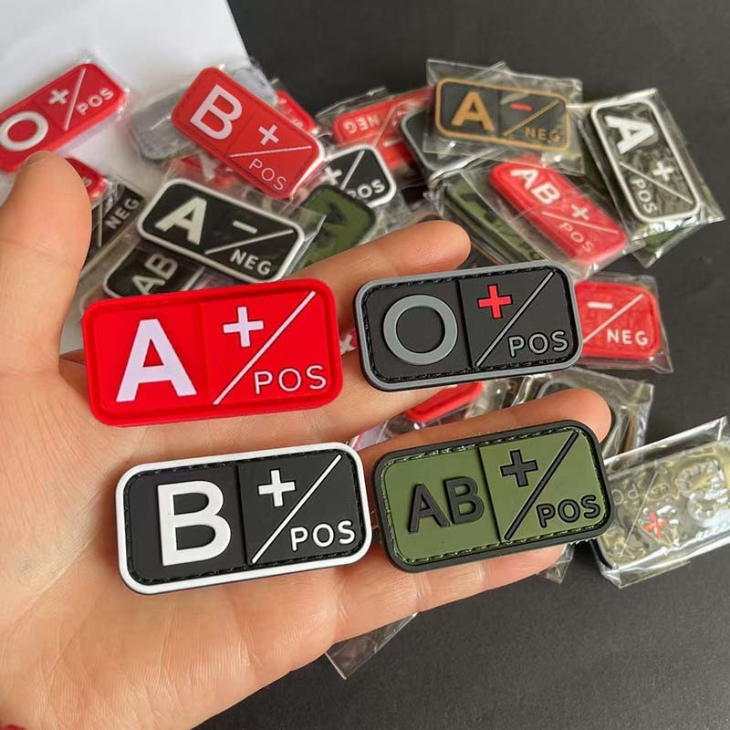Jual Small Patch with Hook,PVC Blood Type A B AB O POS NEG Emblemen ...