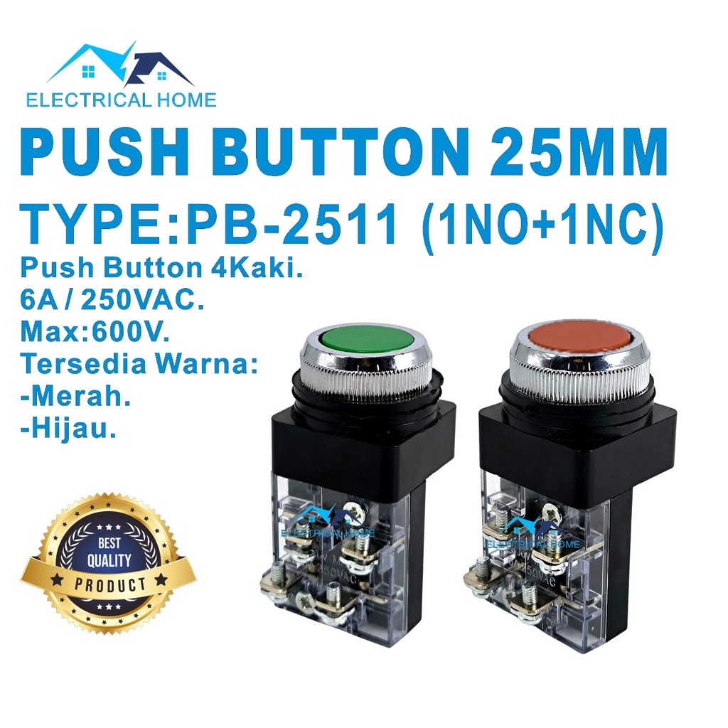 Jual Push Button 25mm 4kaki PB-2511 Merah/Hijau | Shopee Indonesia