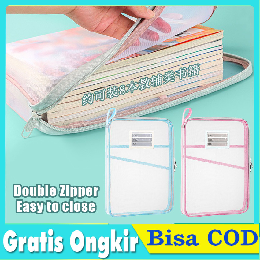 Jual Tas Map Dokumen Transparan 3 Lapis - Organizer Buku Pelajaran ...