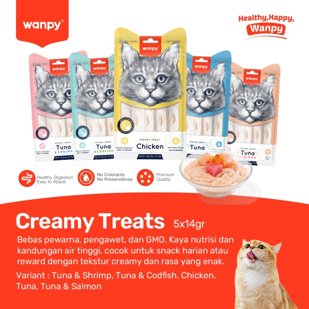 Jual Wanpy Cat Snack Treats Camilan Kucing Creamy Chicken 70gr | Shopee ...