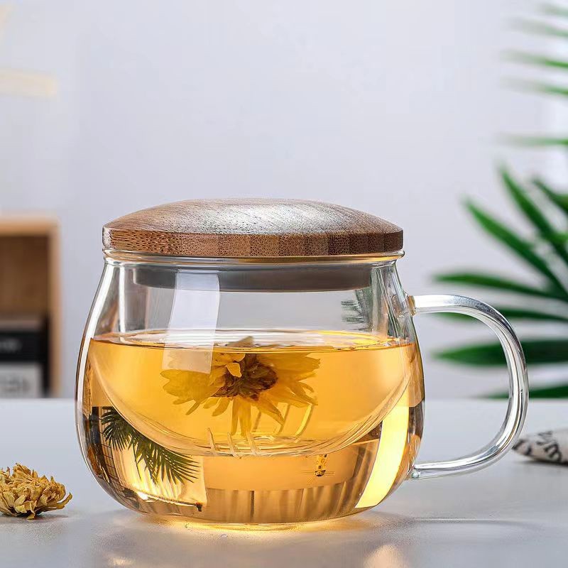 Jual Glass Infuser Teapot Glass Tea Cup With infuser and lid/gelas teh ...