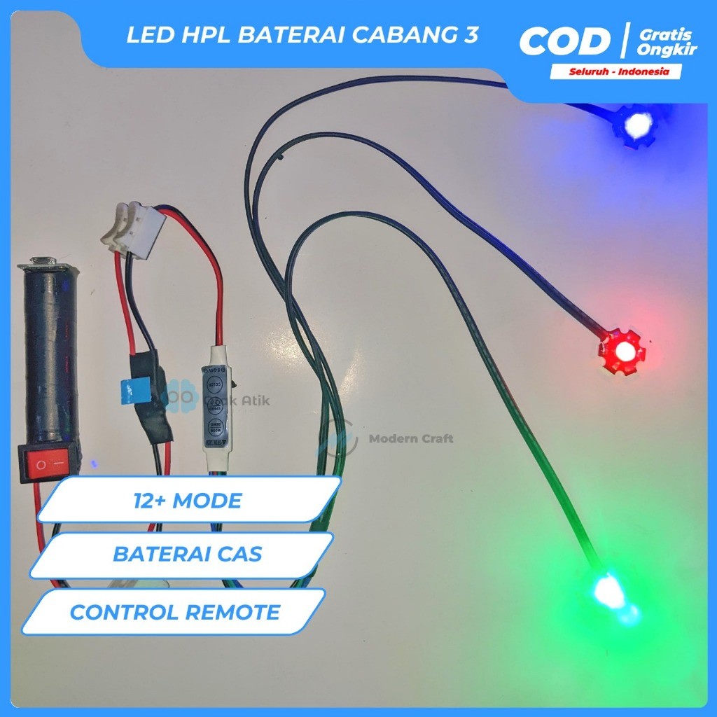 Jual Lampu layangan LED HPL cabang 3 controller 4 kaki kedip RGB ...