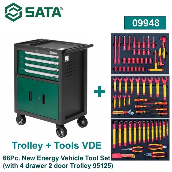 Jual SATATOOLS 09948 Troli Tools VDE 68 buah New Energy Vehicle Tool ...