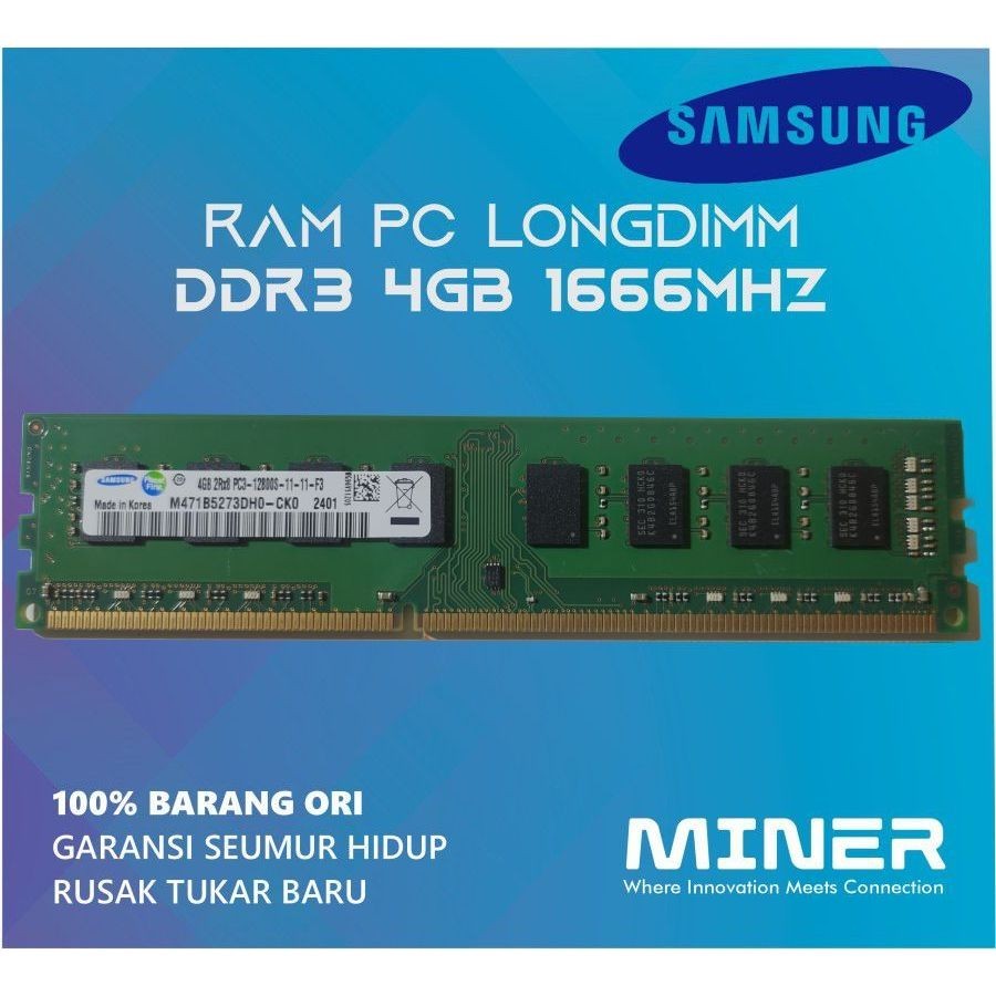 Jual Memory RAM PC Samsung LONGDIMM DDR3 4GB PC12800 1666Mhz | Shopee Indonesia