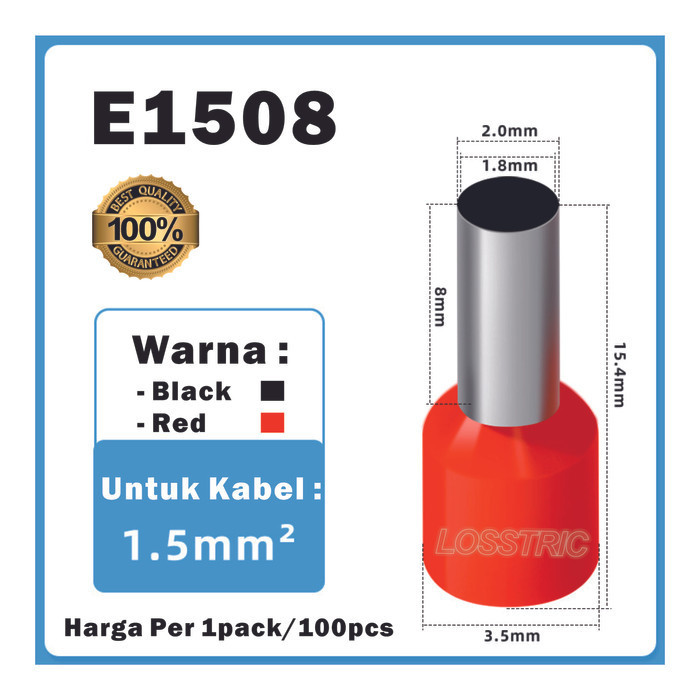 Jual SKUN INSULATED FERRULES WARNA E1508 1.5mm. | Shopee Indonesia