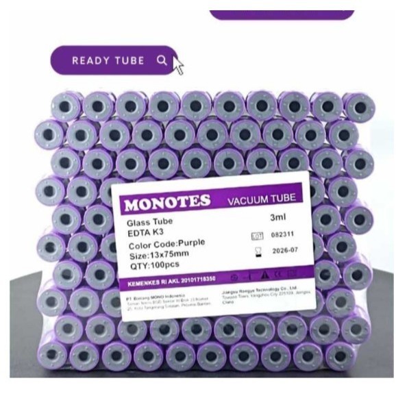 Jual Tabung darah EDTA Monotes 3ml - Vacutainer EDTA Blood Collection ...