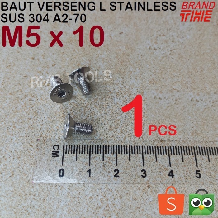 Jual M5x10 Baut JF Kunci L Stainless SS 304 A2-70 Verseng Countersunk ...