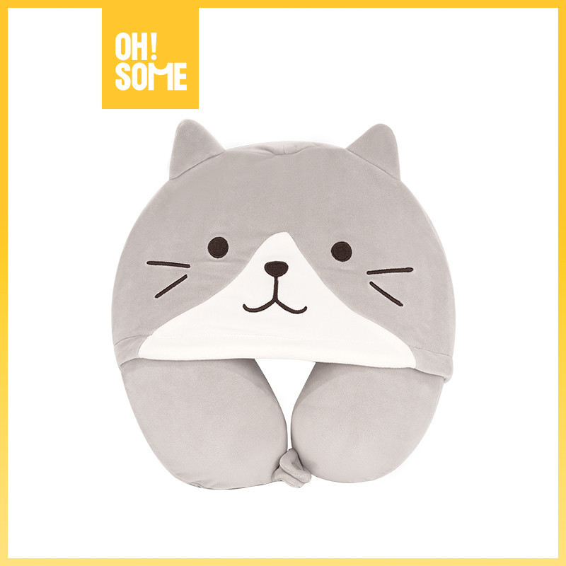 Jual OH!SOME - Alba Sol Hooded Neck Pillow Bantal Leher Karakter Hewan ...