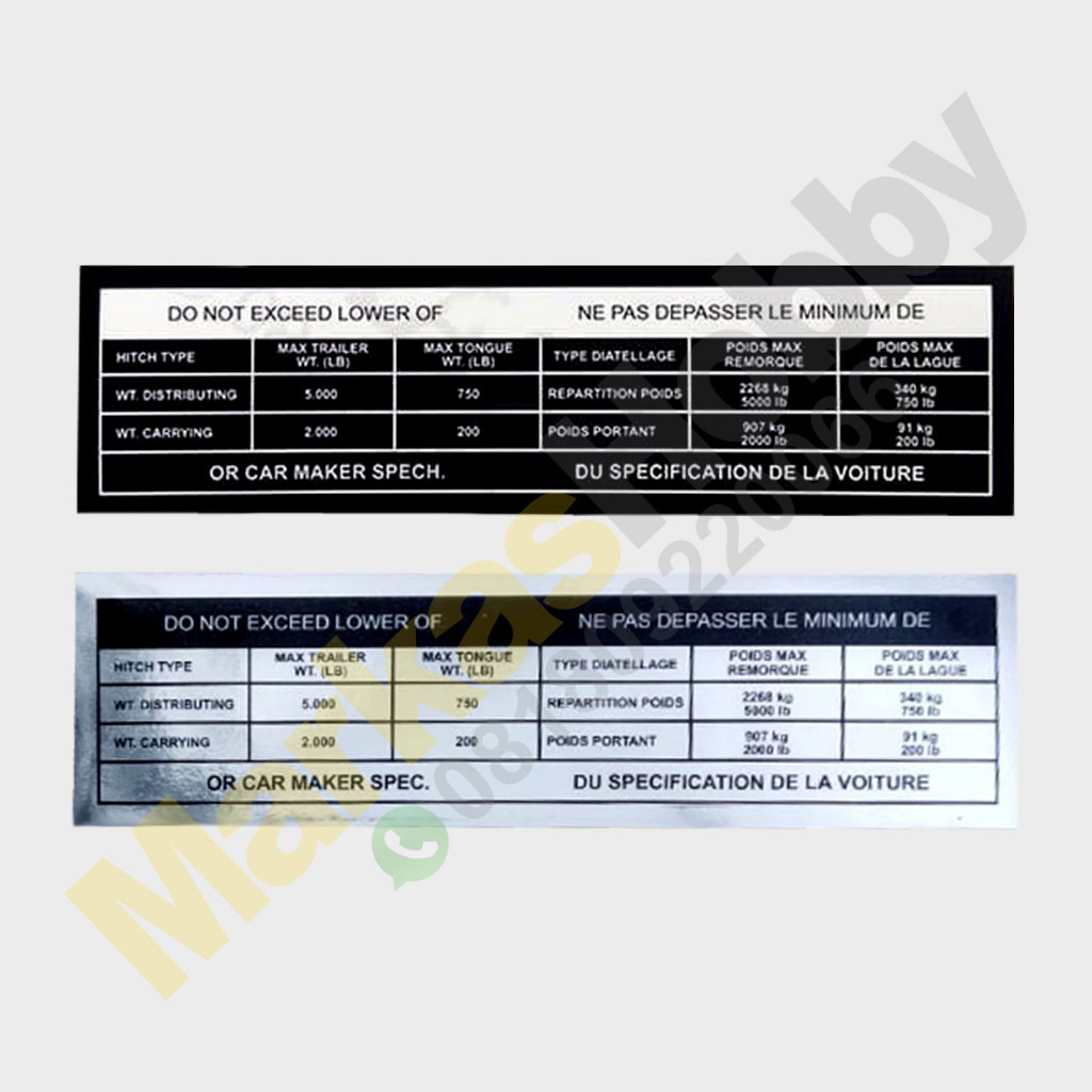 Jual Towing Load Towbar Warning Sign Stiker Variasi Sticker Peringatan ...