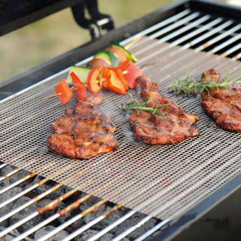 Jual Non-Stick Grid Shape BBQ Mat Cooking Grilling Sheet Liner Fish ...