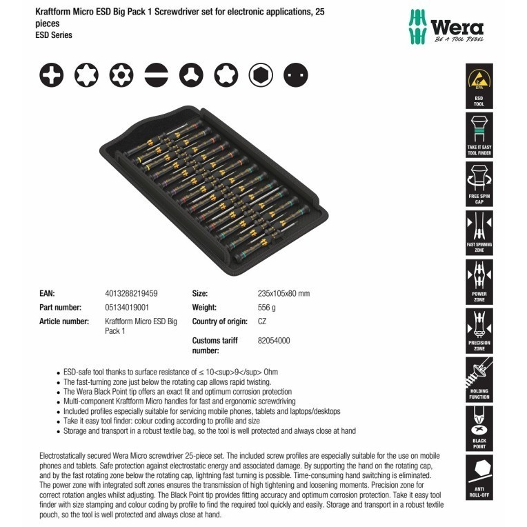 Jual Wera 05134019001 - Obeng Micro ESD Set Big Pack 1 Screwdriver set ...