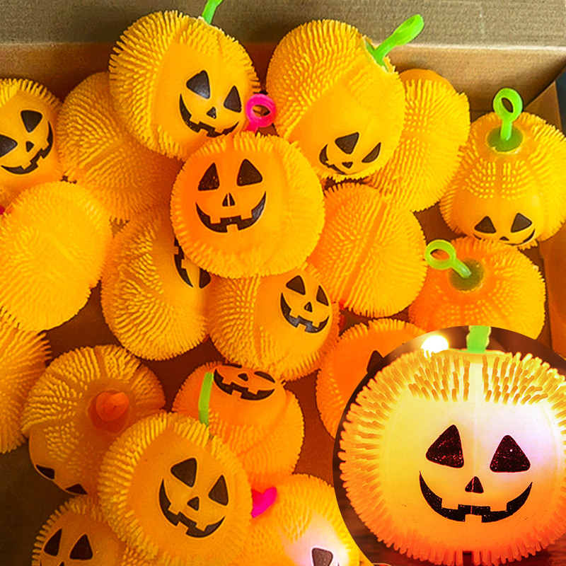 Jual Squeeze Flash Pumpkin Plush Ball Toys Stretch Decompression Vent ...