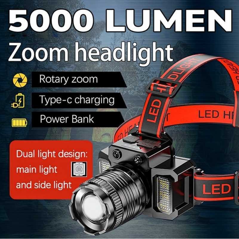 Jual F-T51 Senter Lampu Kepala Headlamp Led Rechargeable Induksi Sensor Gerak Glare T8 Zoom ...