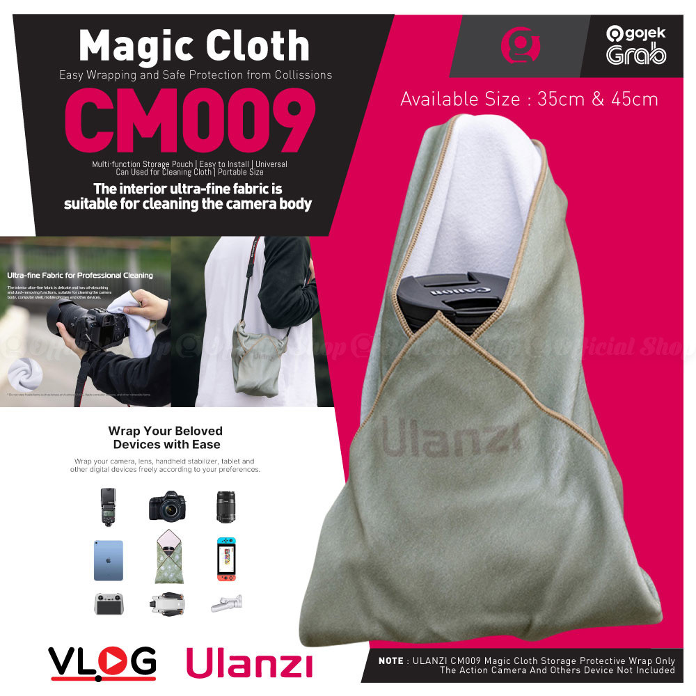 Jual ULANZI CM009 Magic Universal Storage Cloth Kain Bungkus Anti Scratch untuk Lensa Kamera ...