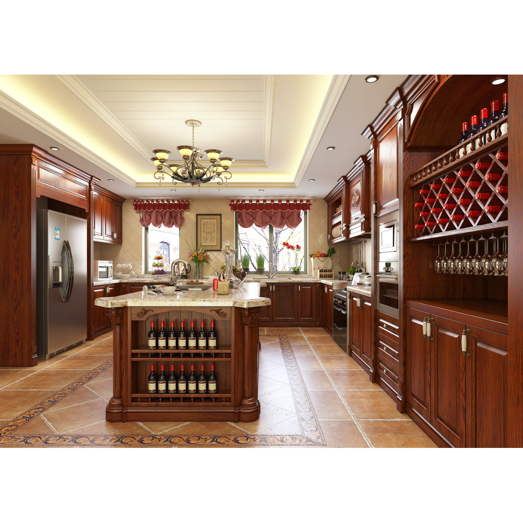 Jual Modular Modern Antique Solid Wood Kitchen Cabinets Furniture ...