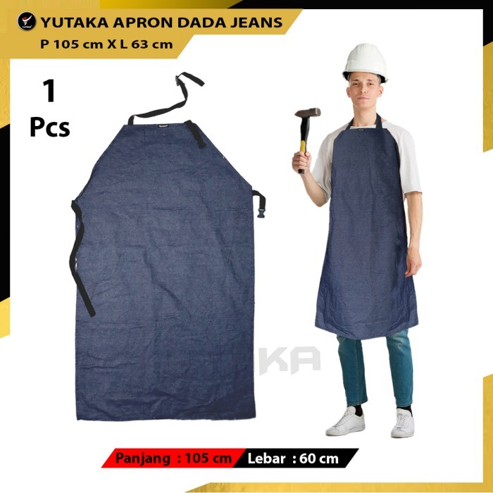 Jual Apron dada jeans / celemek YUTAKA JUMBO murah ukuran 105 cm x 63 ...