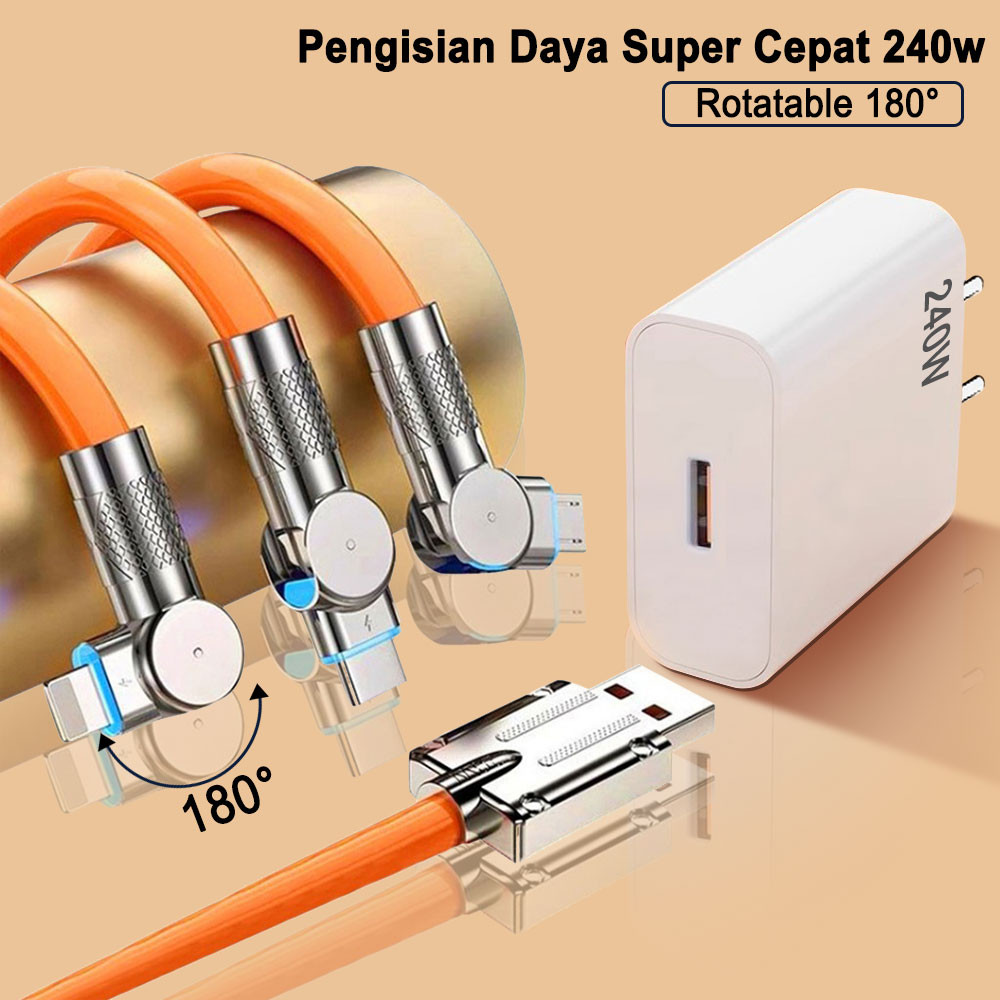 Jual Fast Charging Tipe C Micro USB iOS Apel Lightning 240W 1.0M Pengisian Cepat Type C Untuk ...