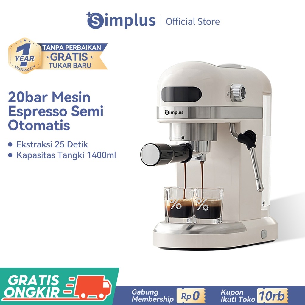 Jual Simplus Mesin Kopi Coffee Maker Espresso Semi Otomatis Mesin Kopi Kecil 20 Bar, Buih Susu ...