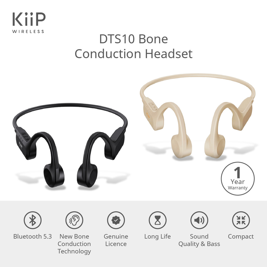 Jual KIIP WIRELESS DTS10 BLUETOOTH HEADPHONE BONE CONDUCTION HEADSET ...