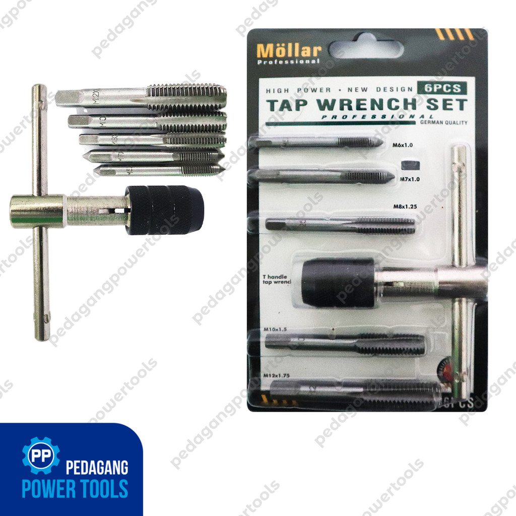 Jual MOLLAR TWS6PCS Tap Wrench Set 6 pcs M6-M12 Gagang Alat Buat Ulir ...