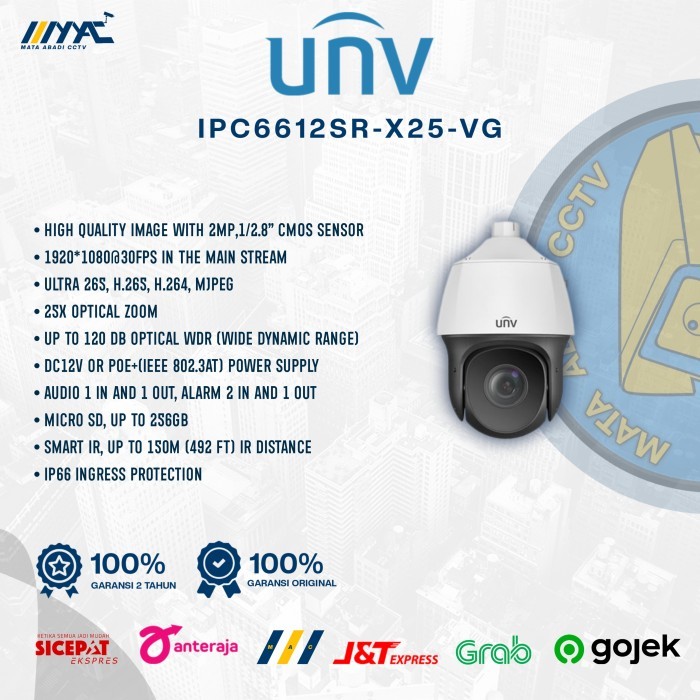 Jual Kamera PTZ UNV IPC6612SR-X25-VG Lens 25x zoom Uniview | Shopee ...