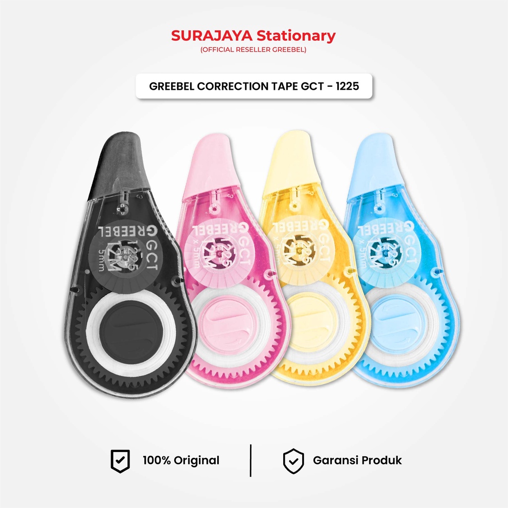 Jual Tip Ex Correction Tape Tip-Ex Kertas Roll Greebel GCT-1225 Warna ...