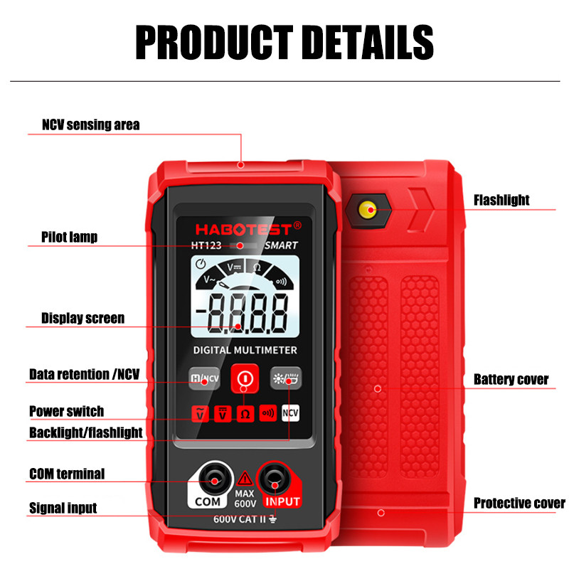 Jual Multimeter Digital Alat Pengukur Tegangan Listrik Otomatis 600V ...
