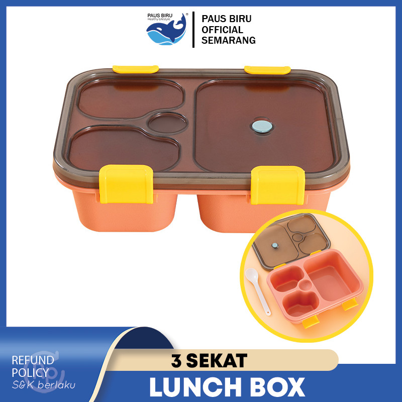 Jual Paus Biru - Lunch Box 3 Sekat Kotak Bekal Bento Ala Jepang BPA FREE - Kotak Makan Siang ...