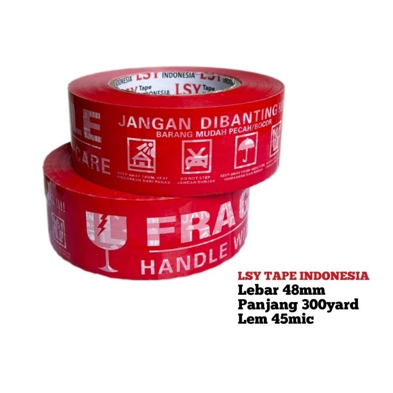 Jual lakban fragile full merah LSY TAPE 48mm x 300yard ( CMH ) | Shopee ...