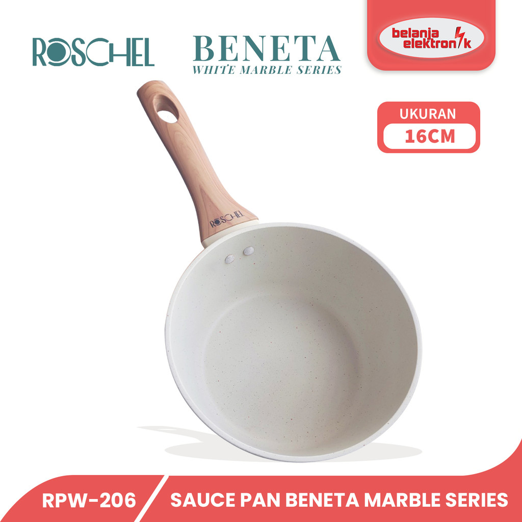Jual ROSCHEL SAUCE PAN 16 CM BENETA WHITE MARBLE COATING RPW-206 ...