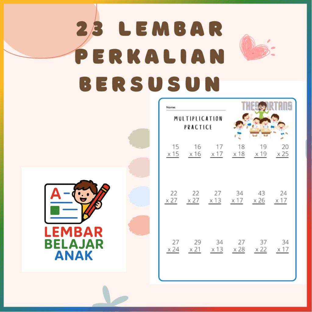 Jual Cetak Full Color 23 Halaman Latihan Perkalian Bersusun Cetak ...