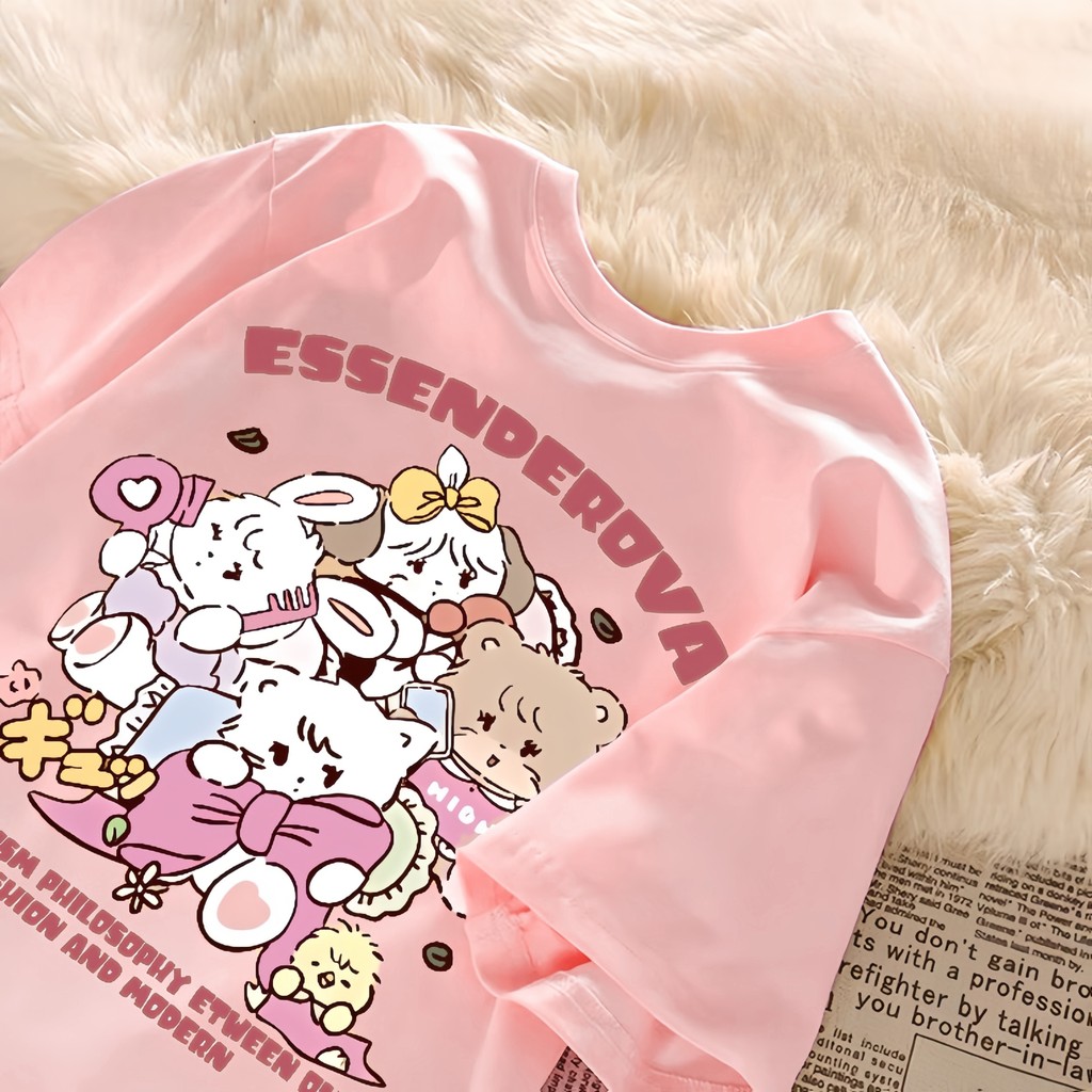 Jual T-shirt Kaos kucing manis Korea 24s katun murni wanita T-shirt ...